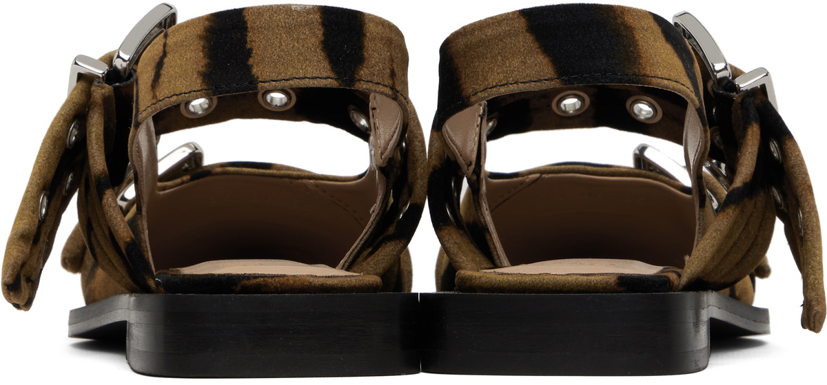 GANNI Khaki Feminine Buckle Ballerina Flats GANNI