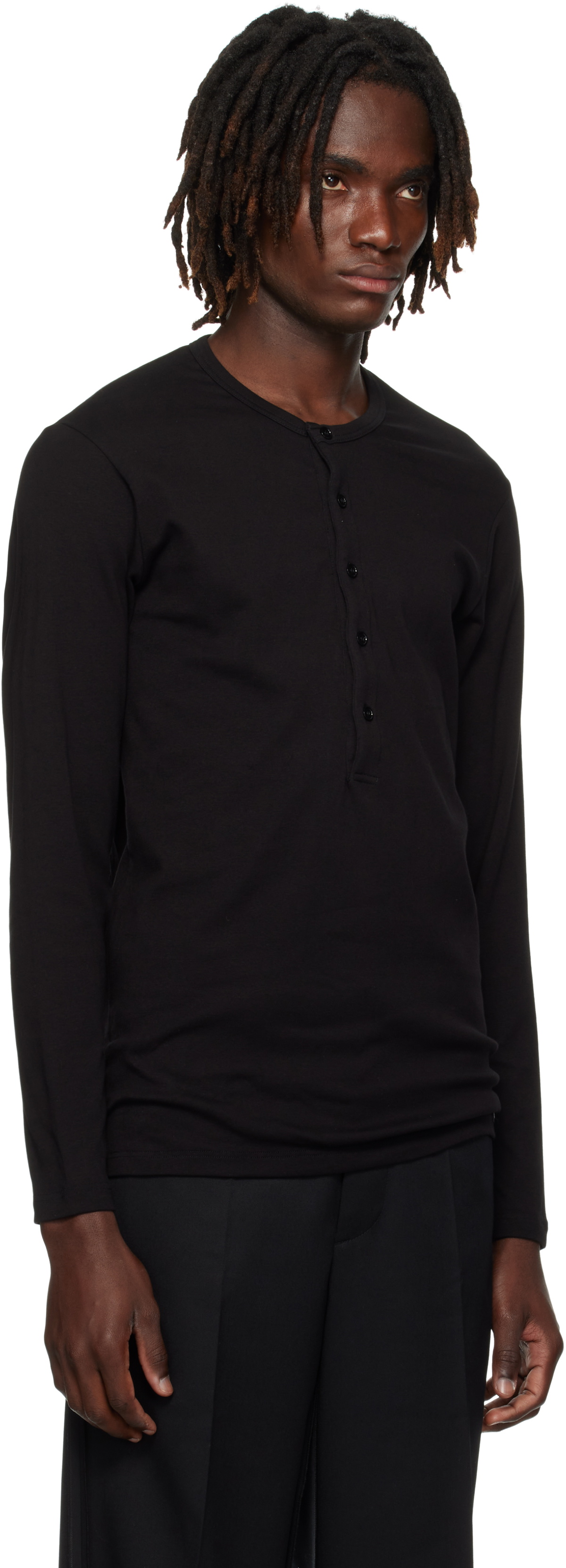 TOM FORD Black Cotton Henley TOM FORD