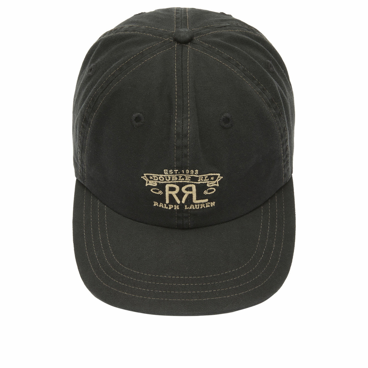 RRL Men's Ranch Logo Sportsman Cap in Black RRL
