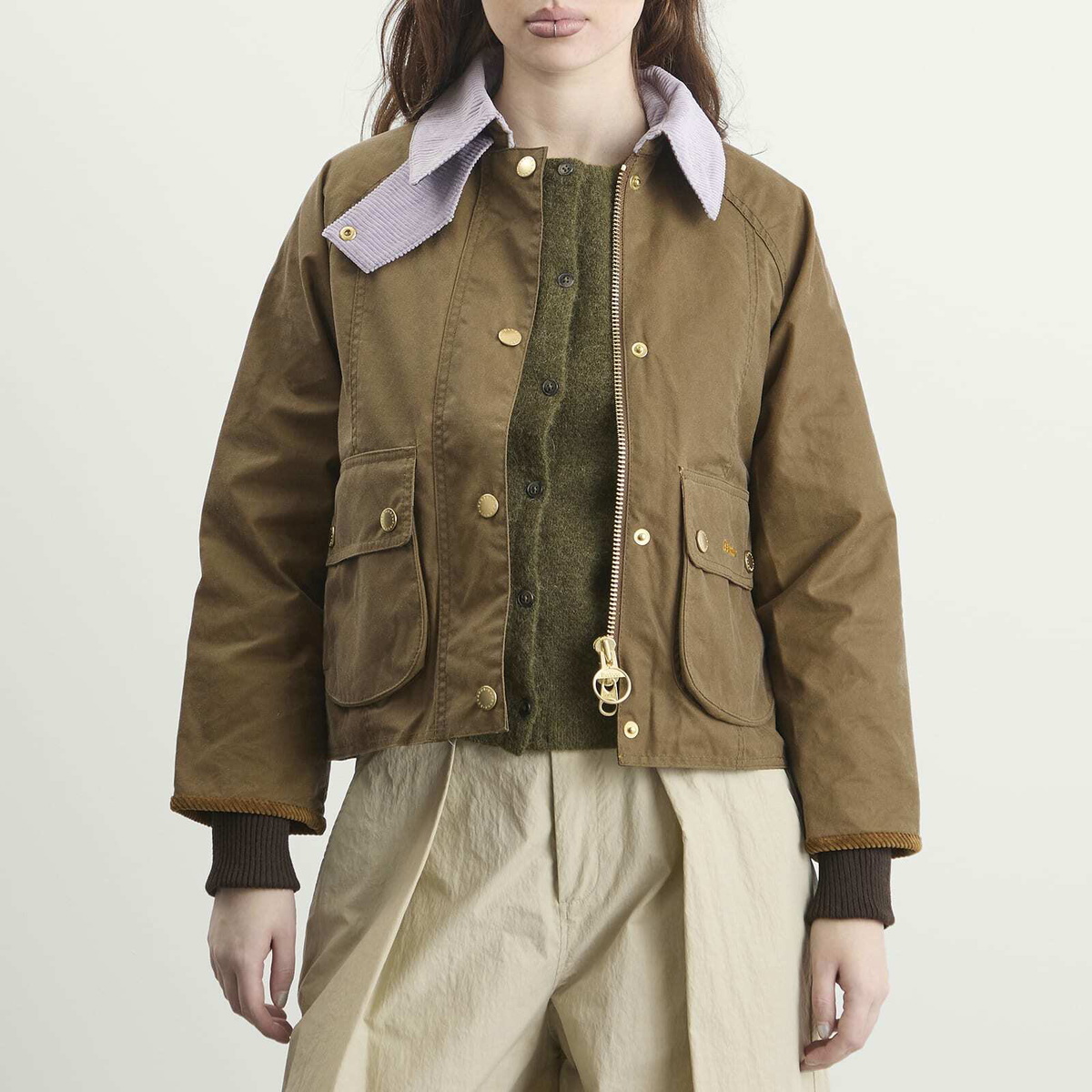 Barbour Women's Crop Beadnell Jacket in Sand/Dress Barbour