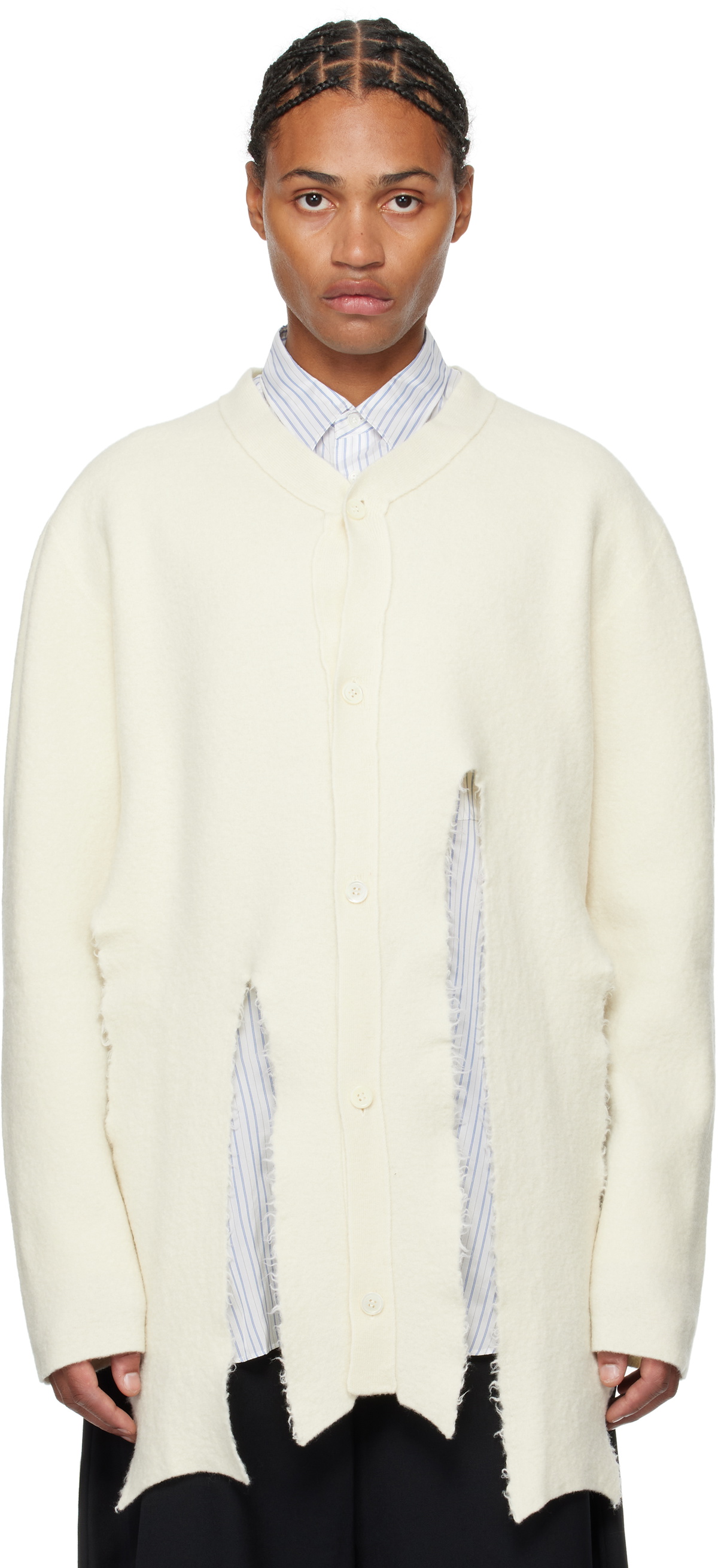 Comme des Garçons Homme Plus Off-White Worsted Wool Cardigan Comme des ...