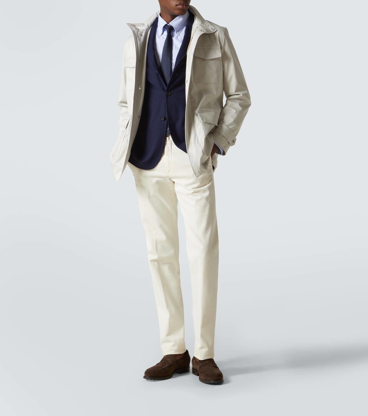 Kiton Leather-trimmed field jacket Kiton