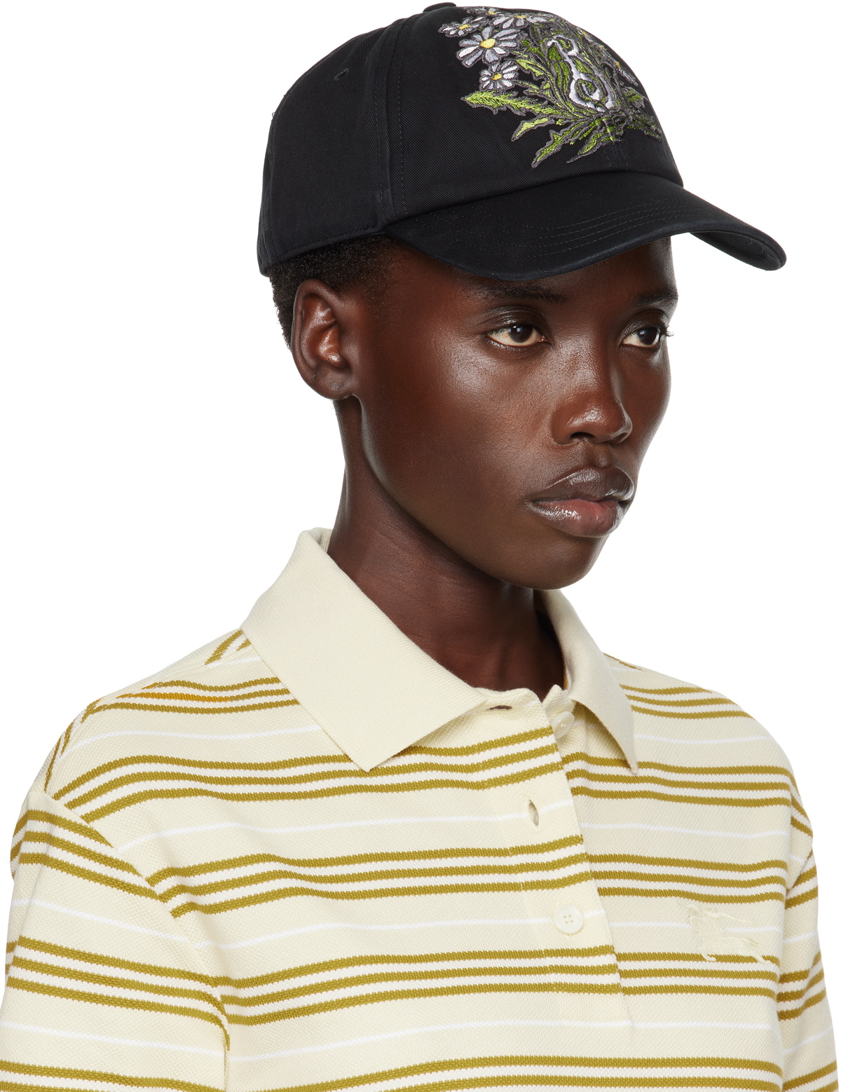 Burberry Black Daisy 'B' Gabardine Baseball Cap Burberry