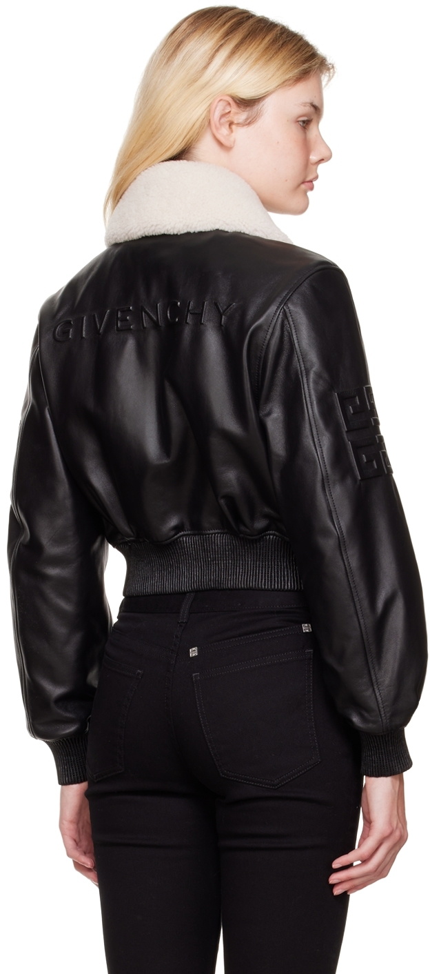 Givenchy Black Shearling Collar Leather Jacket Givenchy