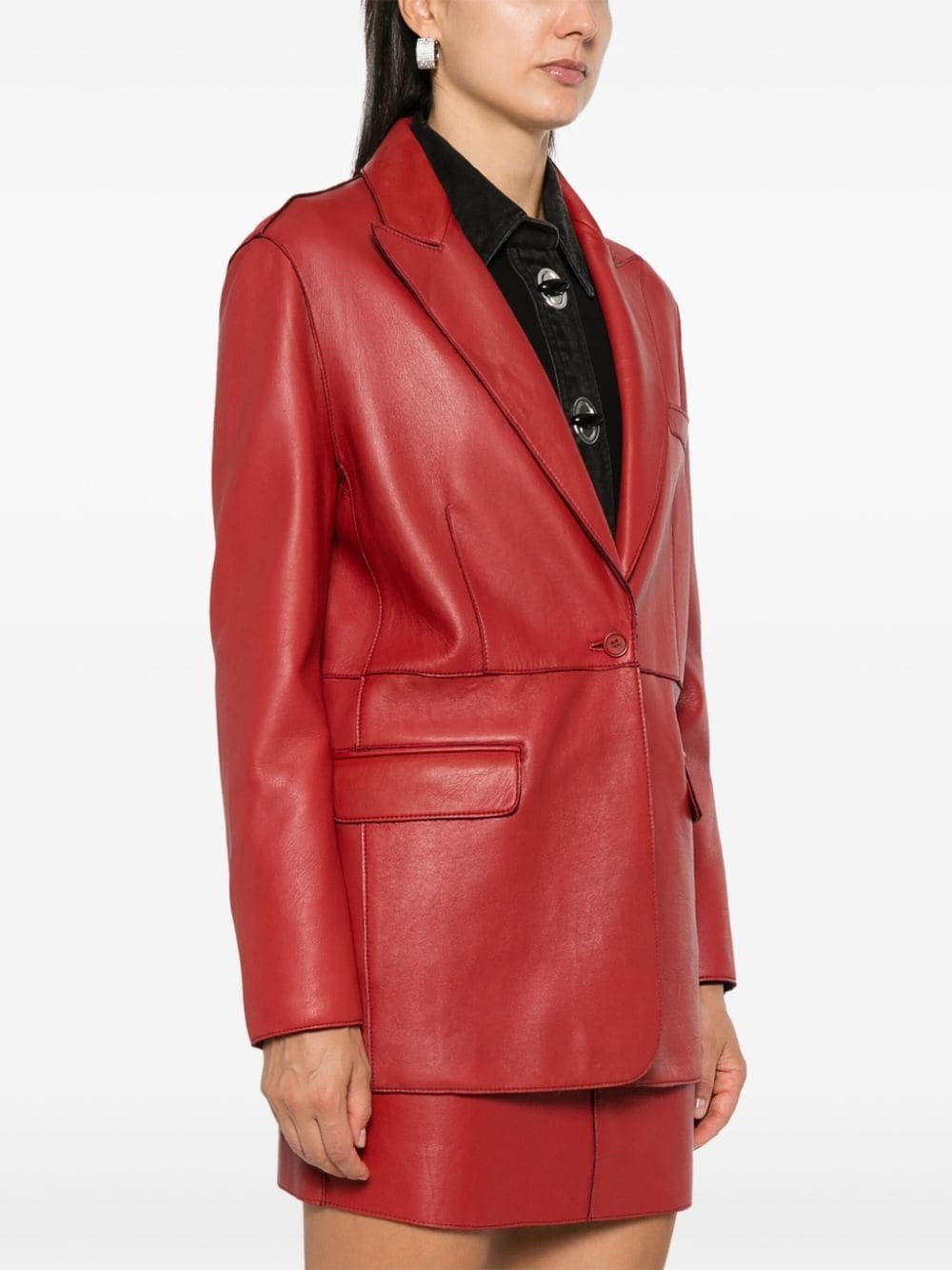PAROSH - Leather Blazer Jacket Parosh