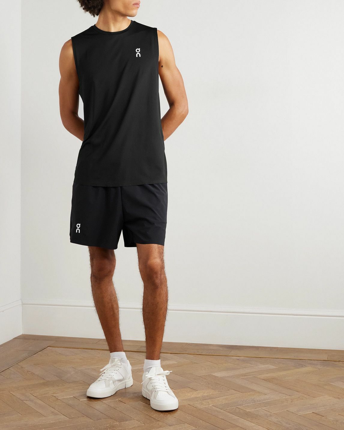 ON - Court Logo-Print Recycled Stretch-Jersey Tennis Tank Top - Black On