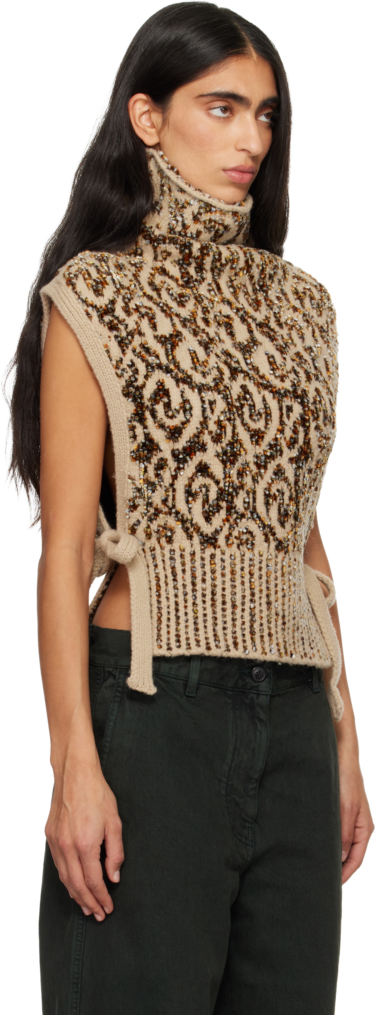 Dries Van Noten Beige Jacquard Dickey Dries Van Noten