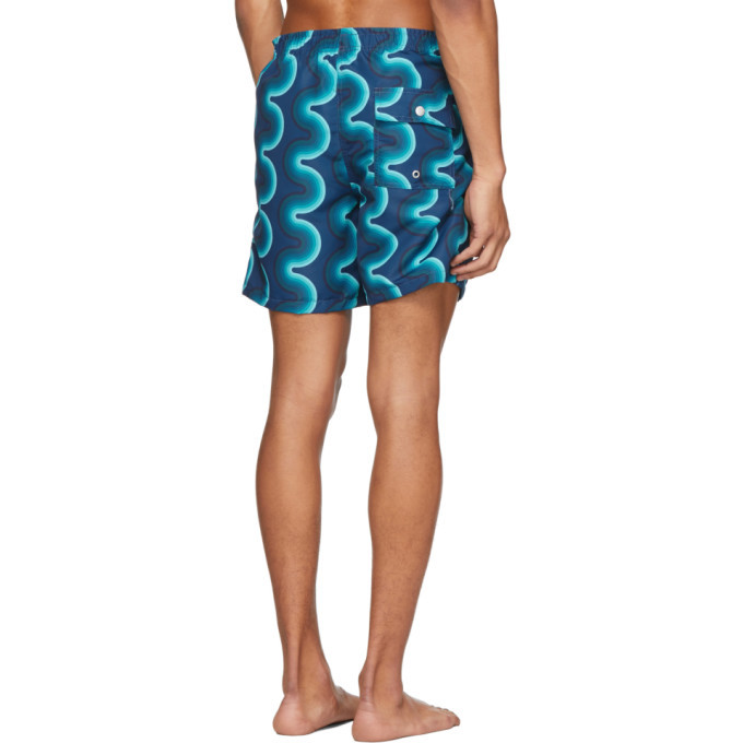 Bather Navy Gradient Wave Pattern Swim Shorts Bather