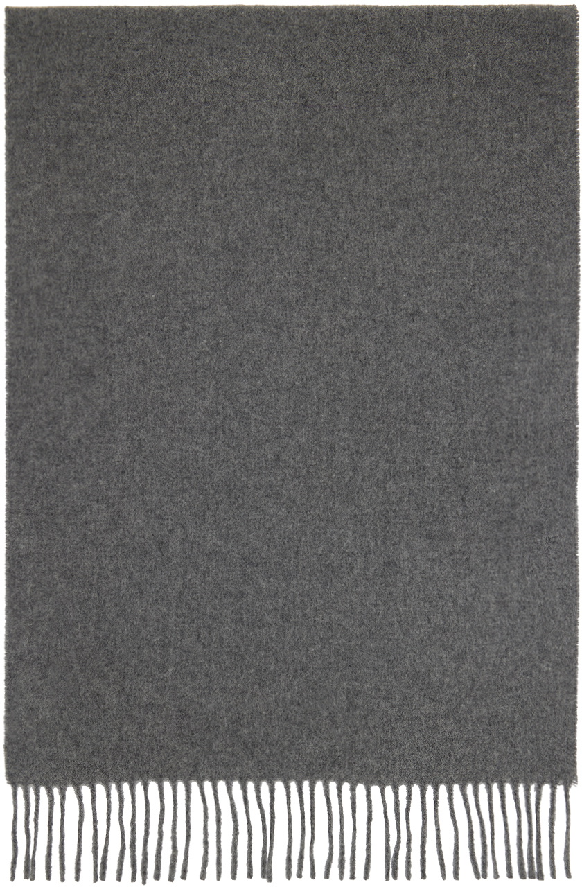 Acne Studios Gray Narrow Fringe Wool Scarf Acne Studios