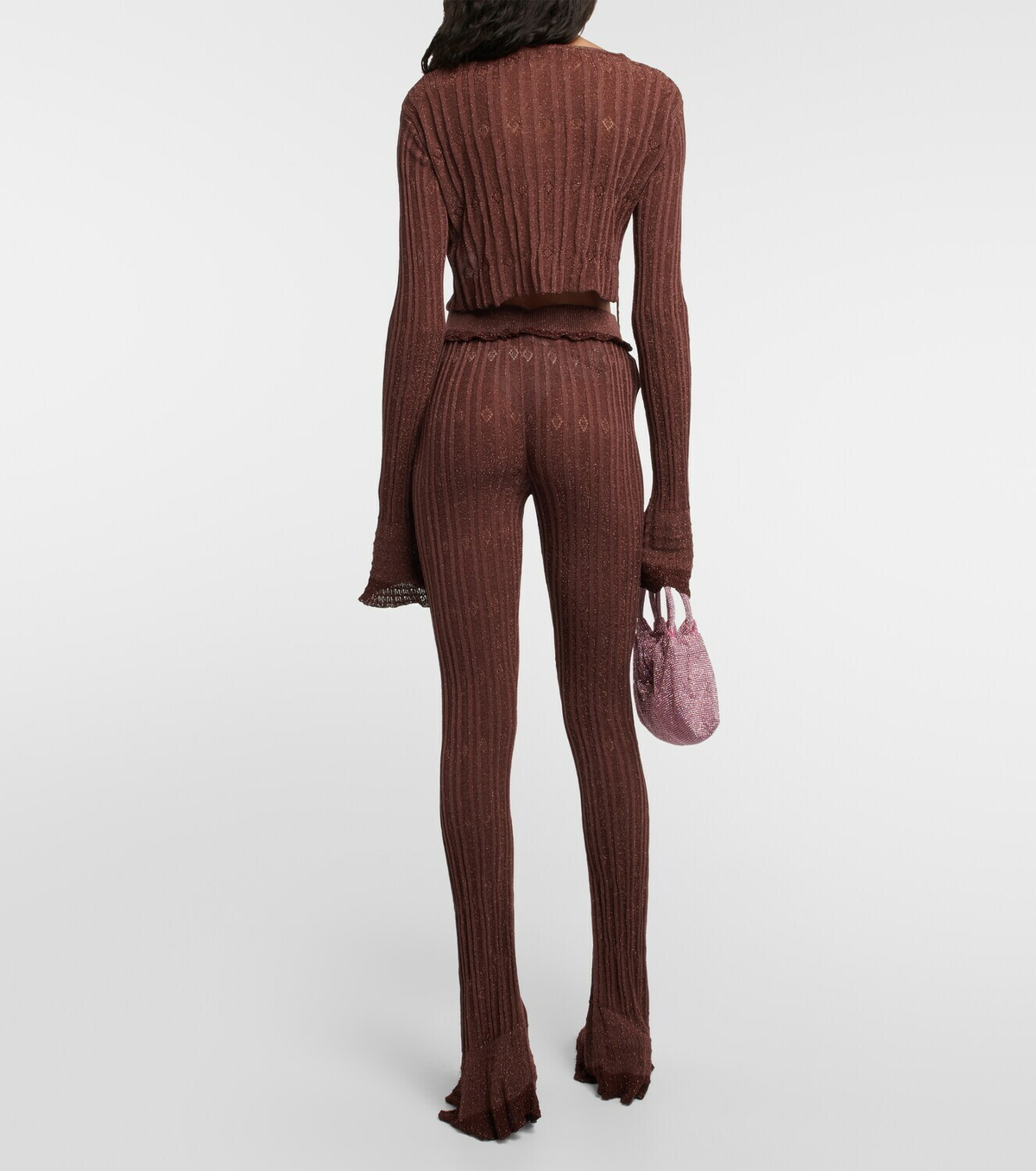 KNWLS - Ribbed-knit high-rise flared leggings KNWLS