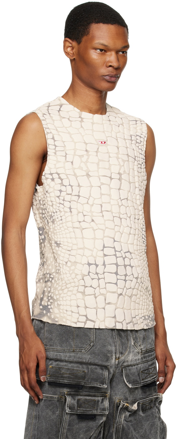 Diesel Gray & White T-Wally Tank Top Diesel