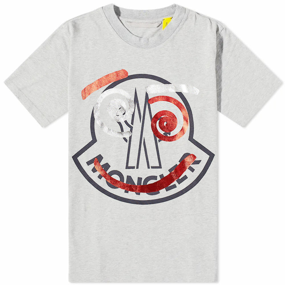 Moncler Men's Genius Smiley Logo T-Shirt in Grey Moncler