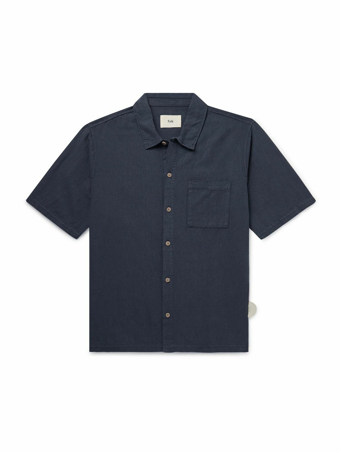 Folk - Gabe Linen and Cotton-Blend Shirt - Blue Folk