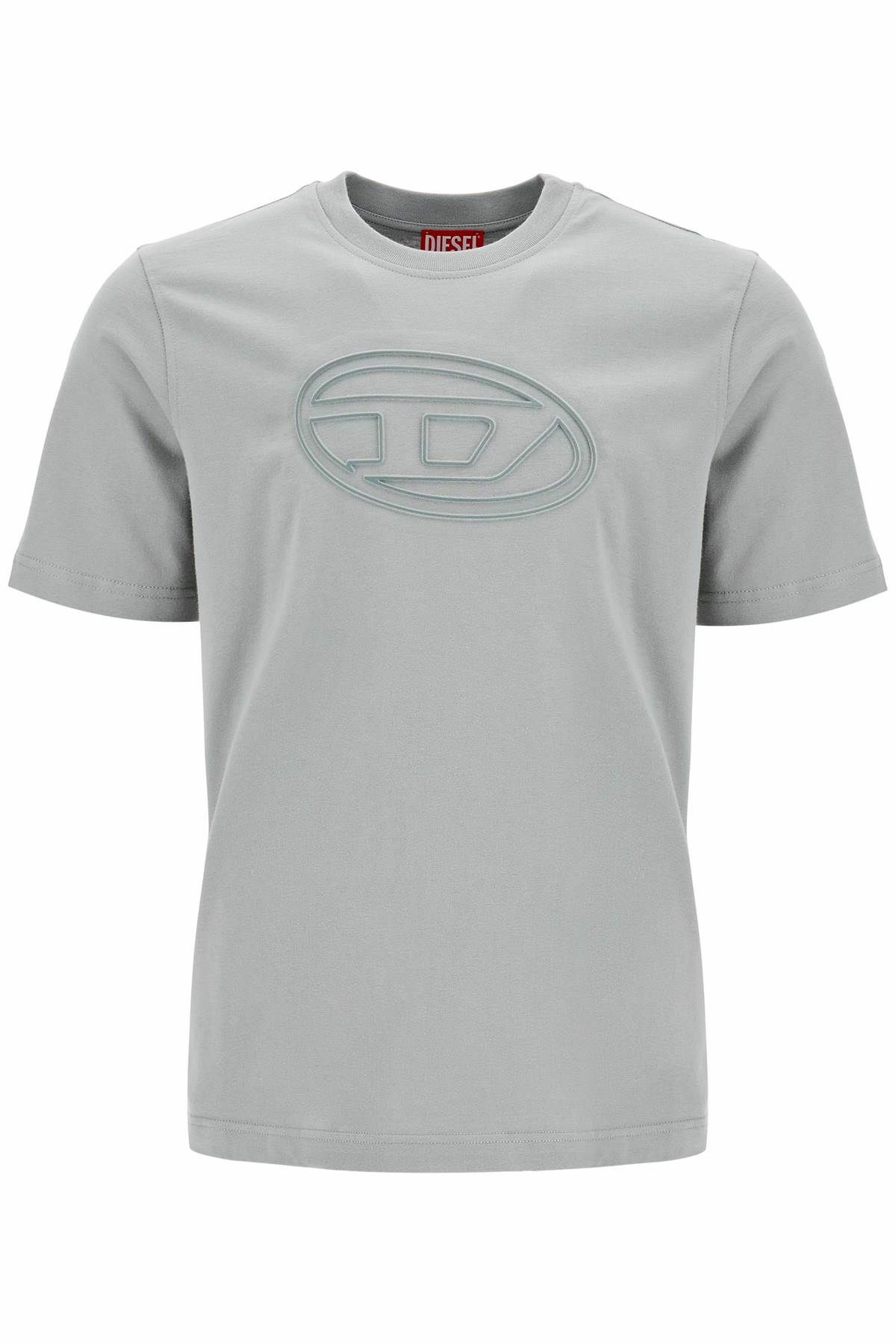 DIESEL gray cotton t-shirt with raised logo Grey Diesel