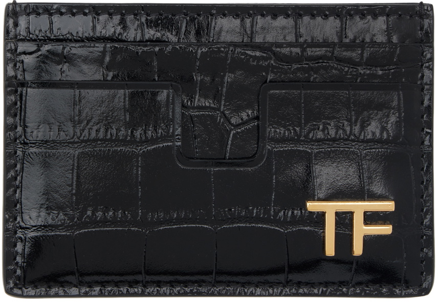 TOM FORD Black Shiny Stamped Classic TF Card Holder TOM FORD