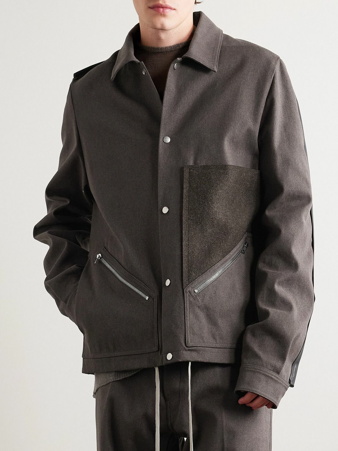 Rick Owens - Felt and Rubber-Trimmed Cotton-Drill Overshirt - Brown ...