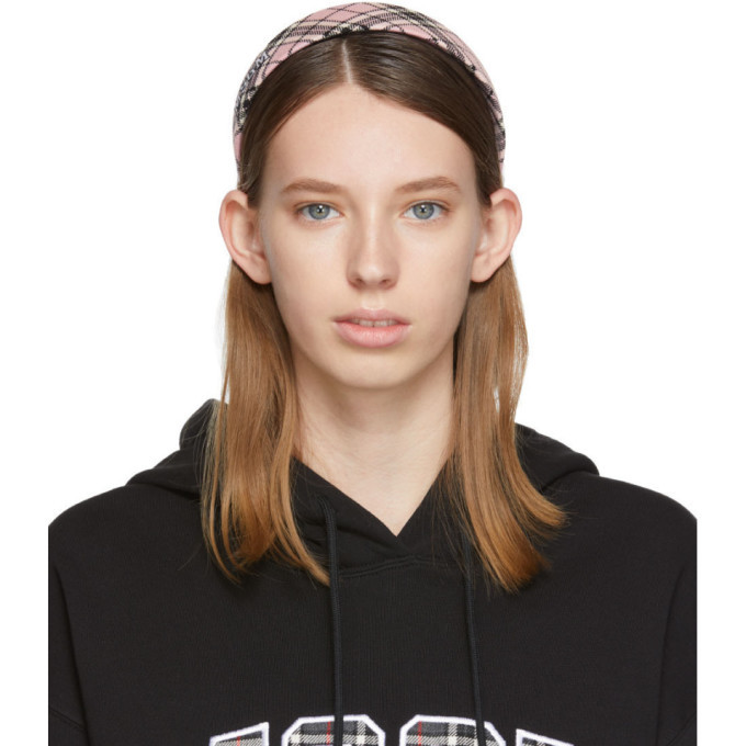 MSGM SSENSE Exclusive Pink Checked Headband MSGM