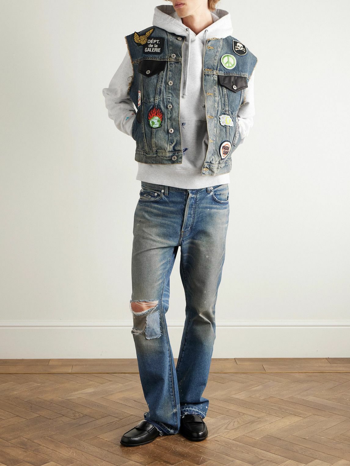 Gallery Dept. - Dagger Bootcut Distressed Patchwork Jeans - Blue ...