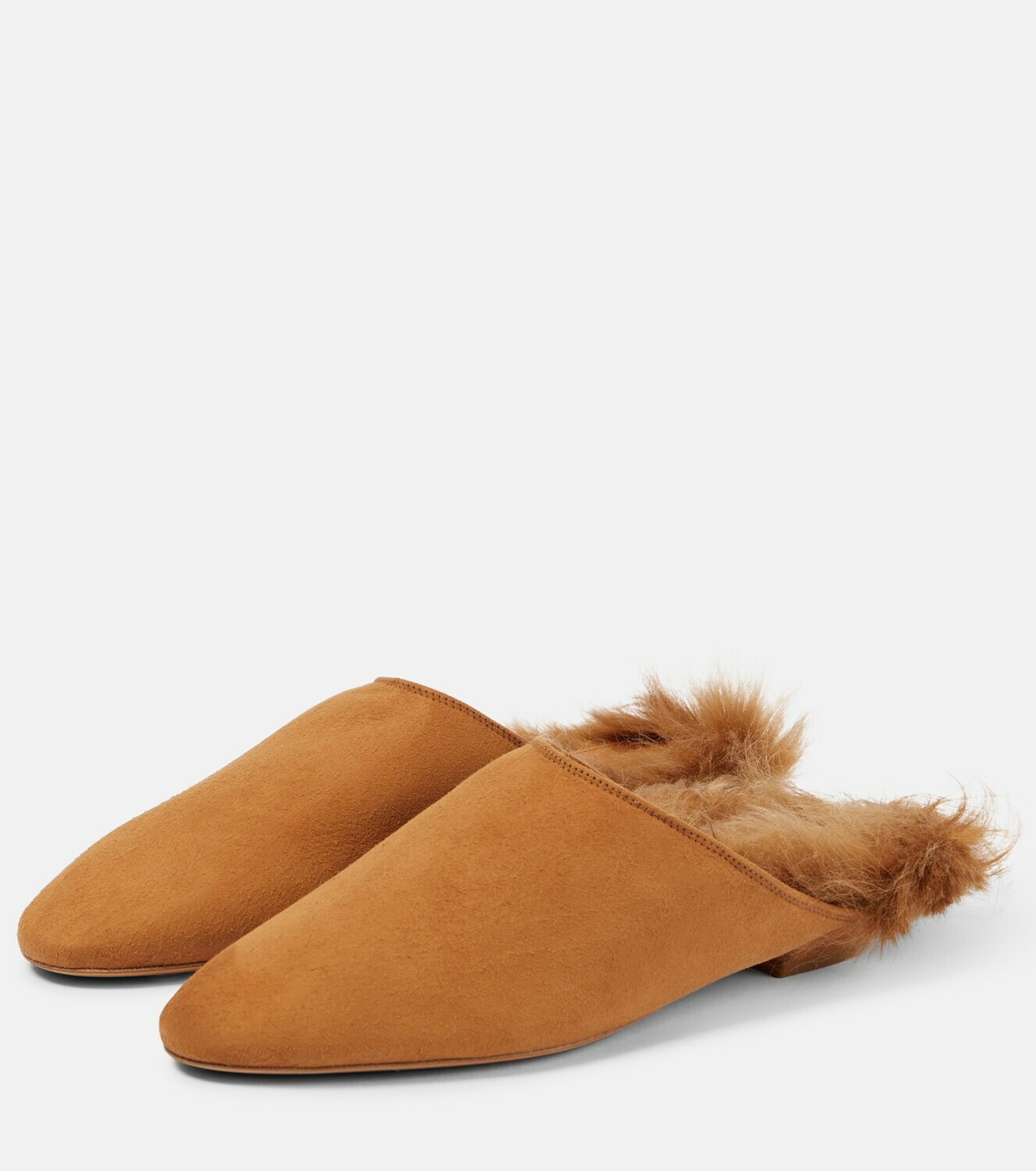 Khaite Otto shearling-trimmed suede mules Khaite