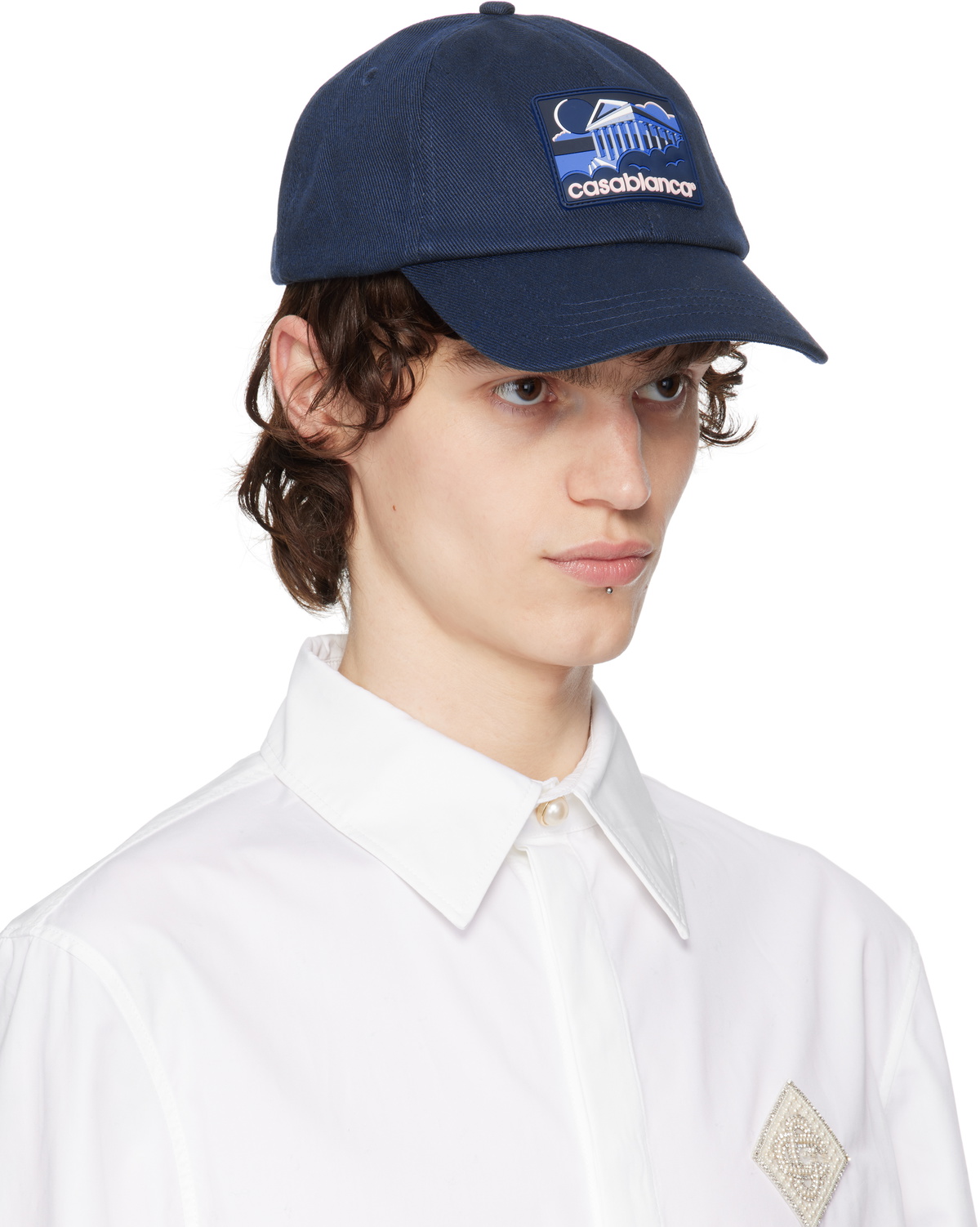 Casablanca Navy Greek Temple Cap Casablanca