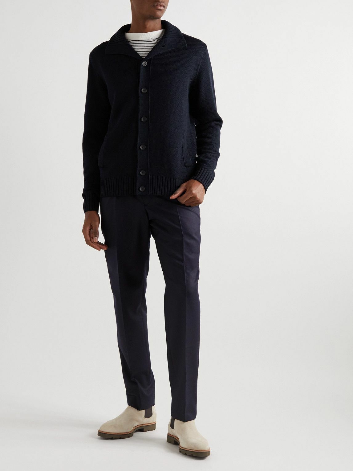 Incotex - Virgin Wool Cardigan - Blue Incotex