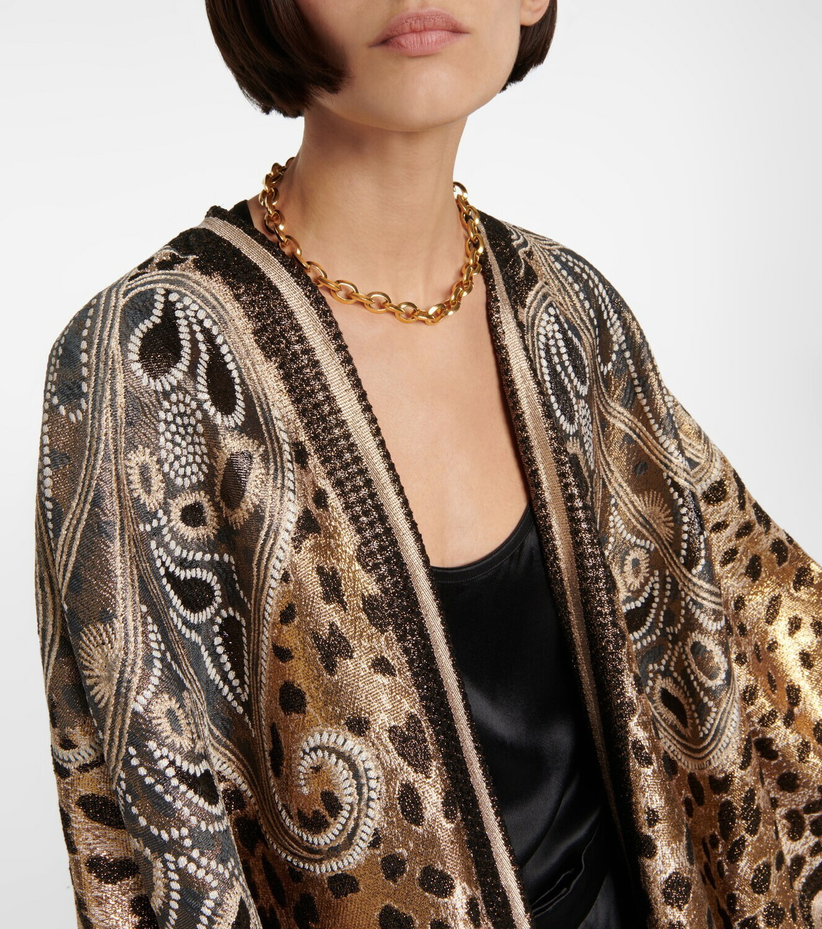 Etro - Metallic jacquard cheetah cape Etro