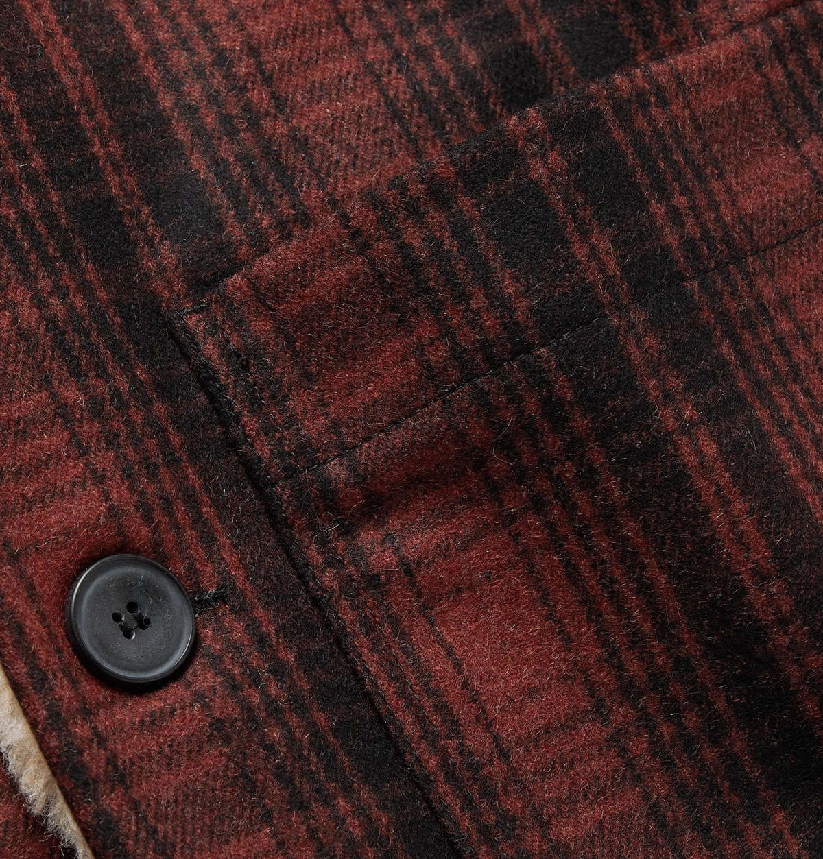 Nudie Jeans - Mangan Faux Shearling-Trimmed Checked Wool-Blend Twill ...