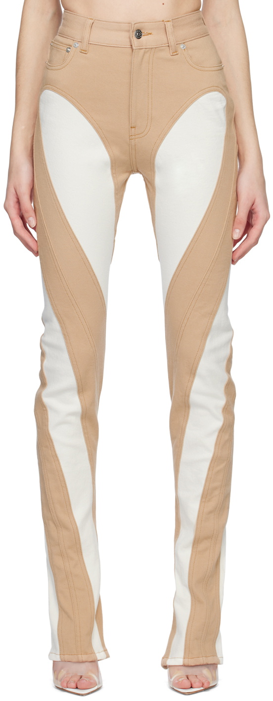 Mugler SSENSE Exclusive White & Beige Spiral Jeans Mugler