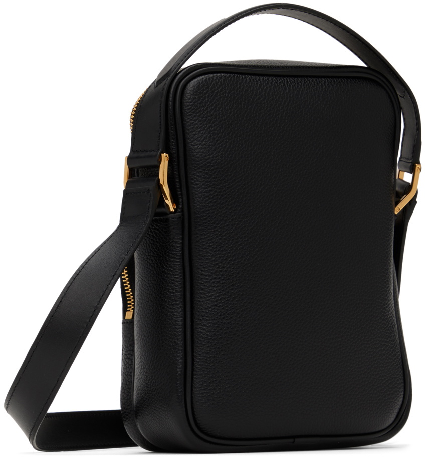TOM FORD Black Soft Grain Leather Small Messenger Bag TOM FORD