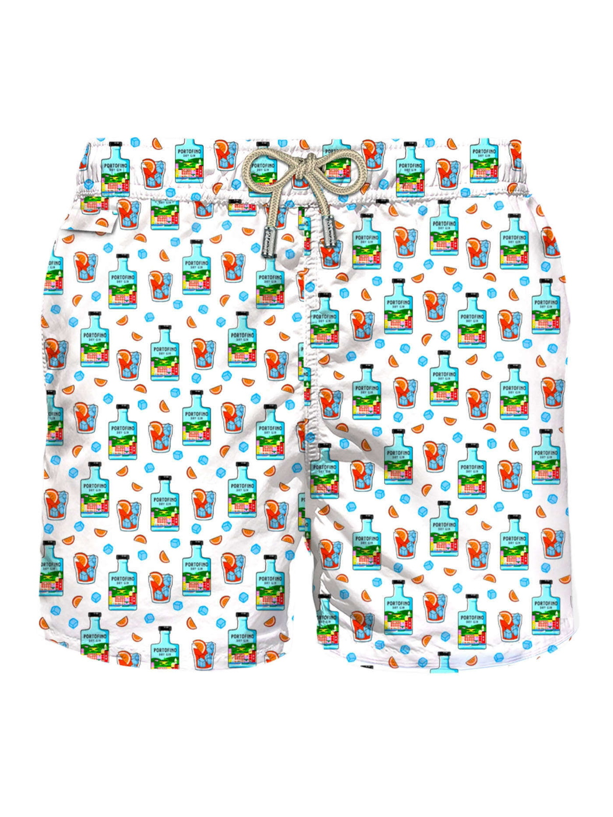 MC2 Saint Barth Man Light Fabric Swim Shorts With Portofino Gin Print ...