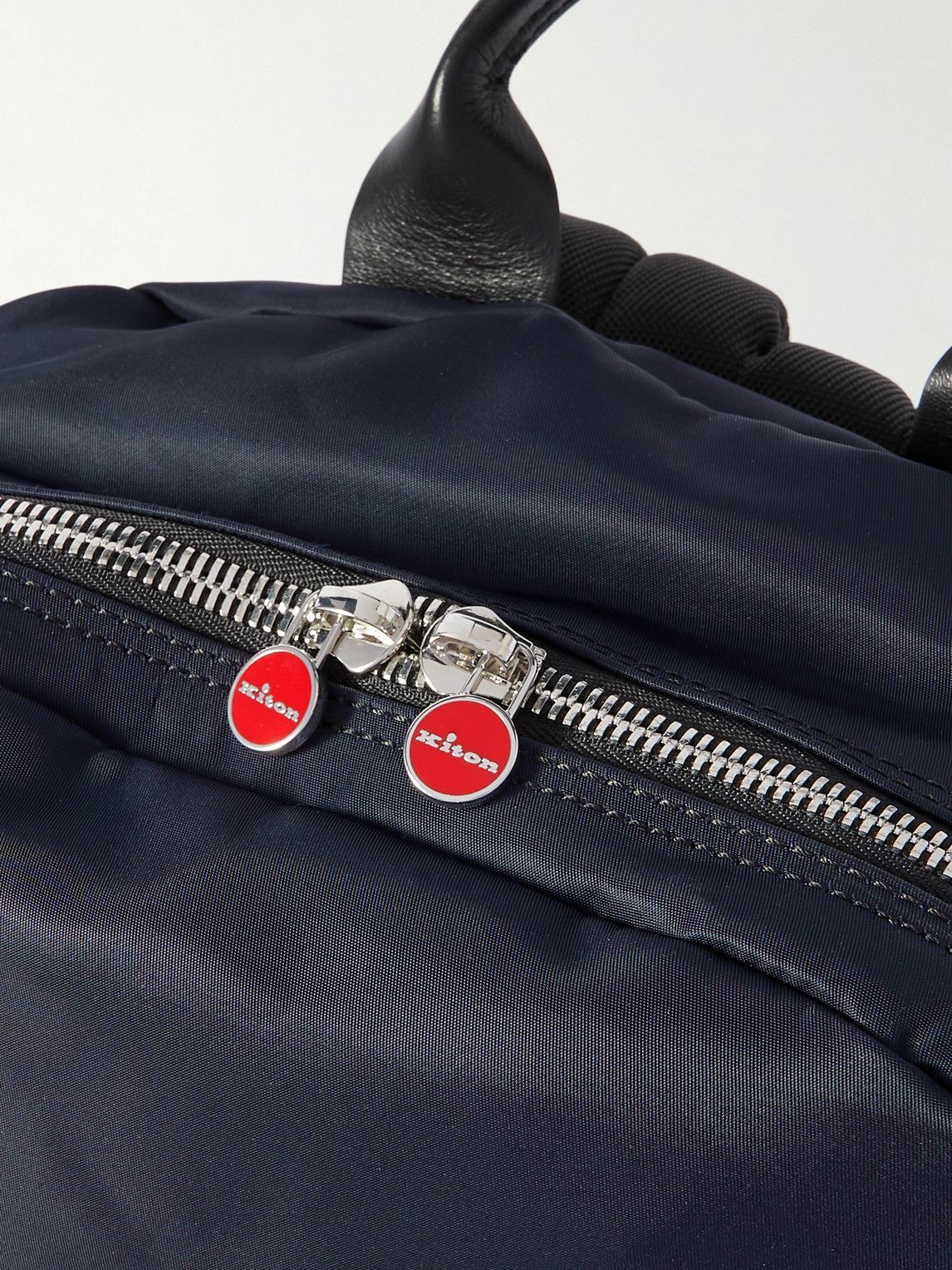 Kiton - Logo-Print Leather-Trimmed Shell Backpack Kiton