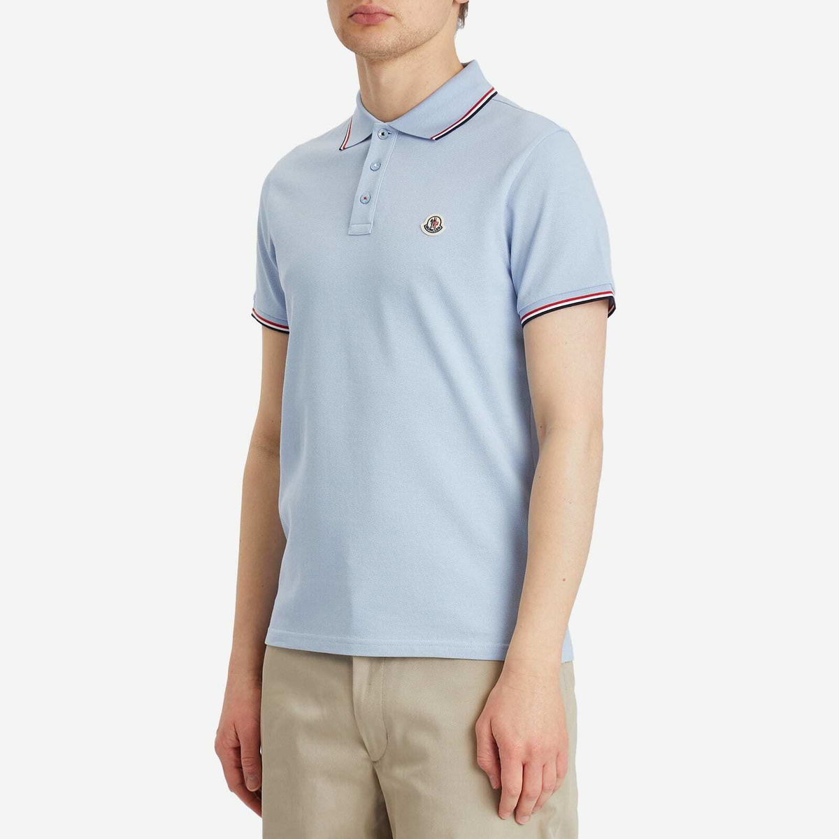 Moncler Men's Cotton Piquet Polo in Blue Moncler