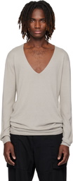 Rick Owens Off-White Temple Oversize Extreme V Neck Sweater Rick Owens