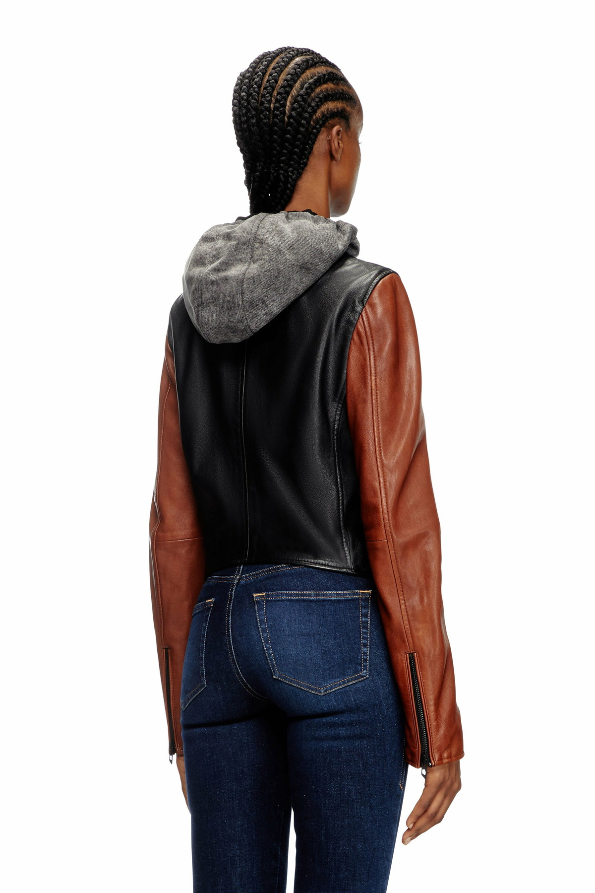 Diesel Colour-block leather jacket - Leather jackets Womens in ...