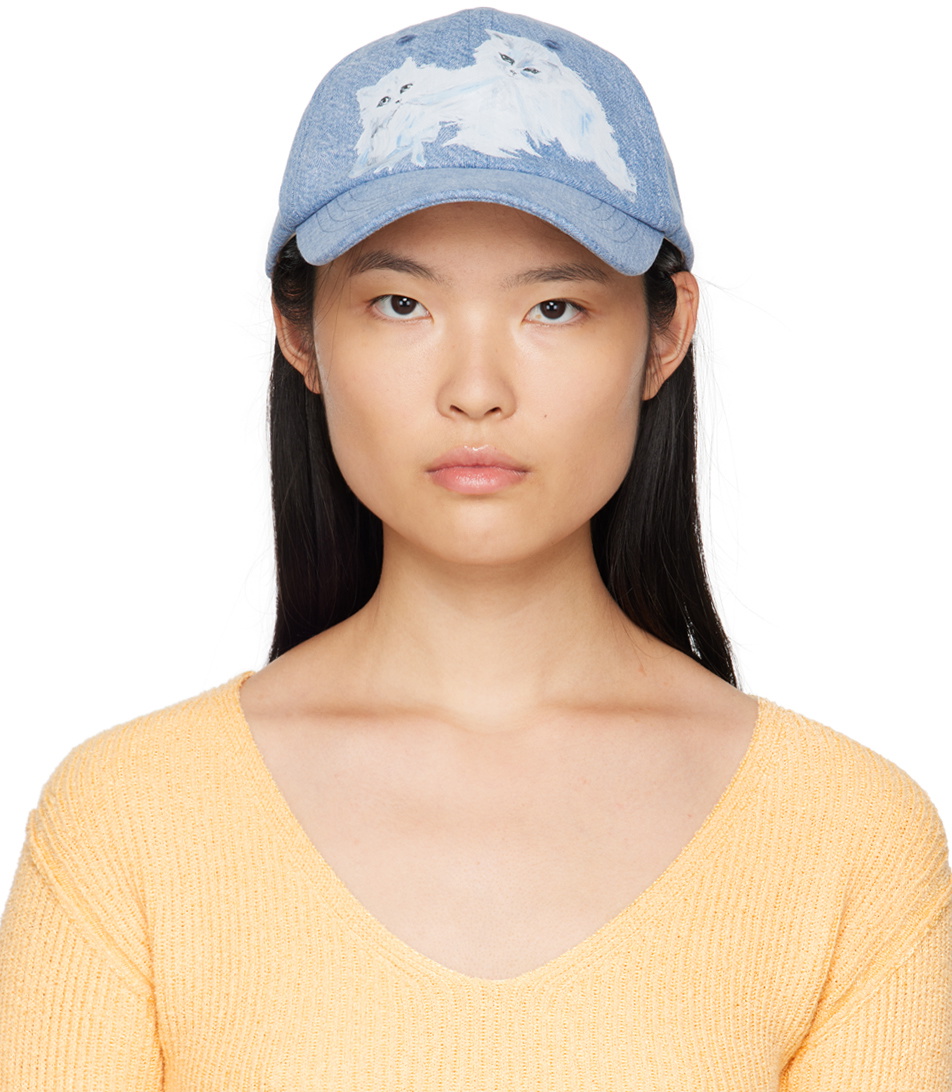 Acne Studios Blue Printed Cap Acne Studios