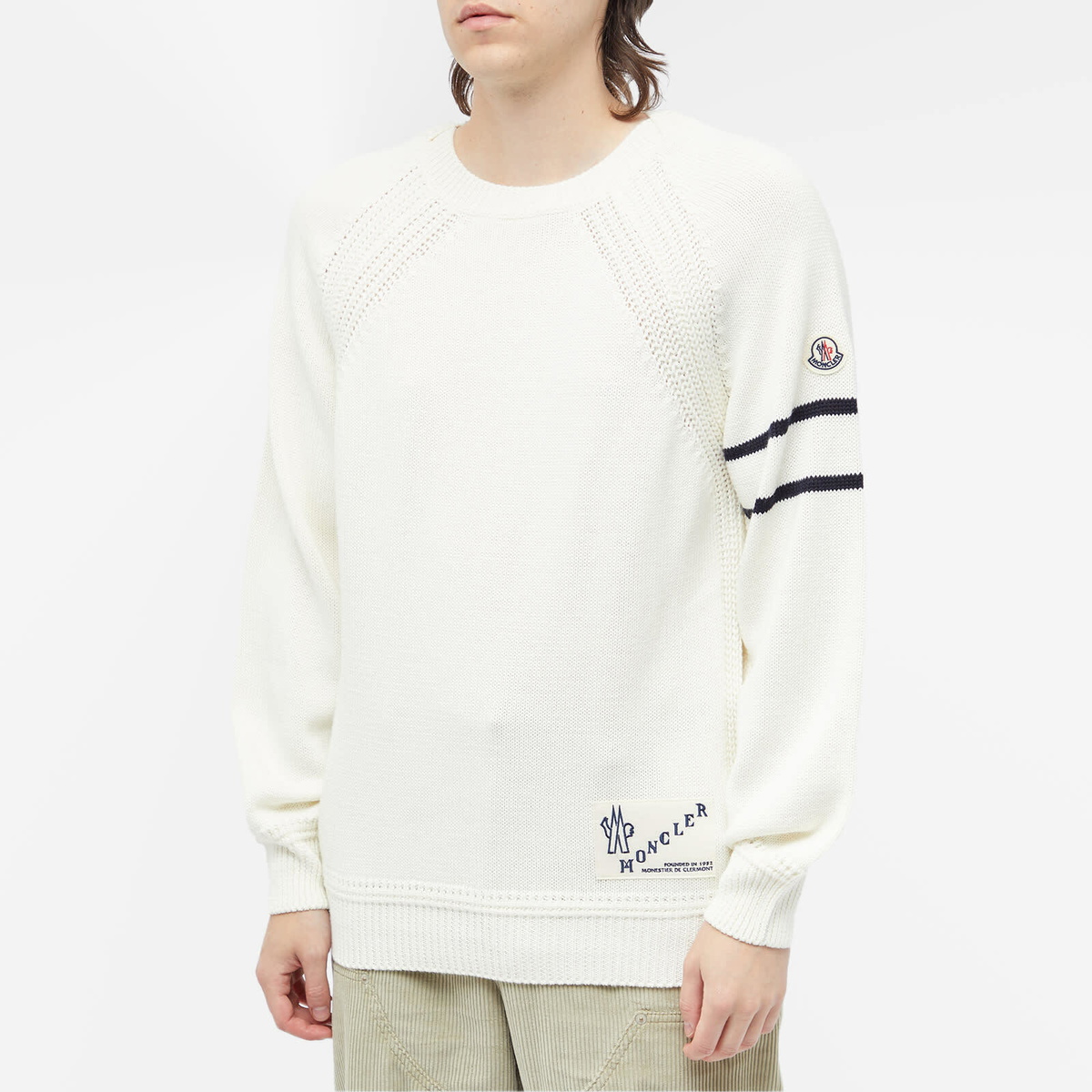 Moncler Men's Crew Knit in White Moncler