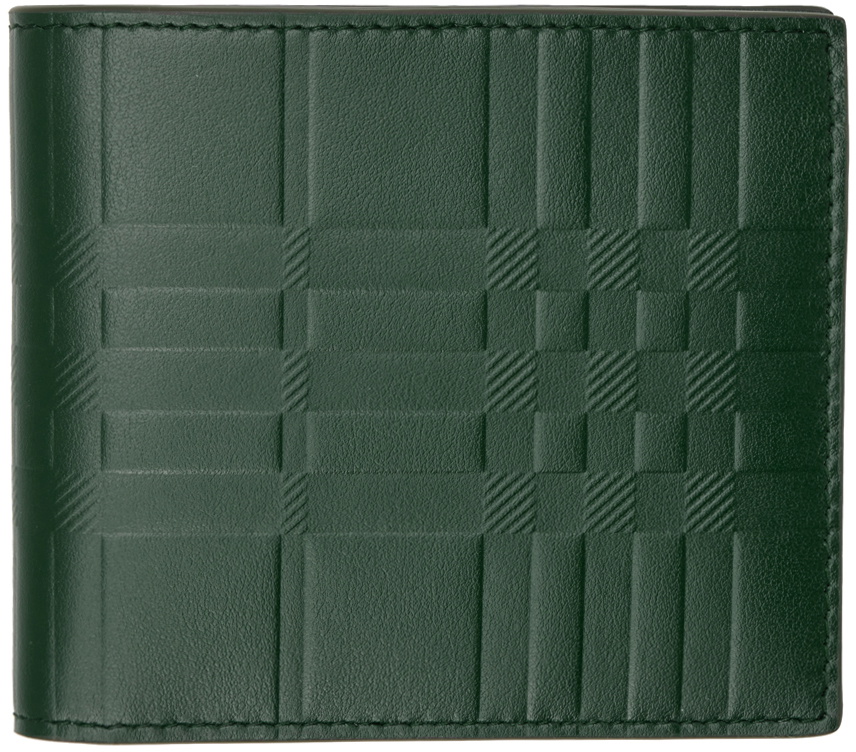 Burberry Green Embossed Check Wallet Burberry
