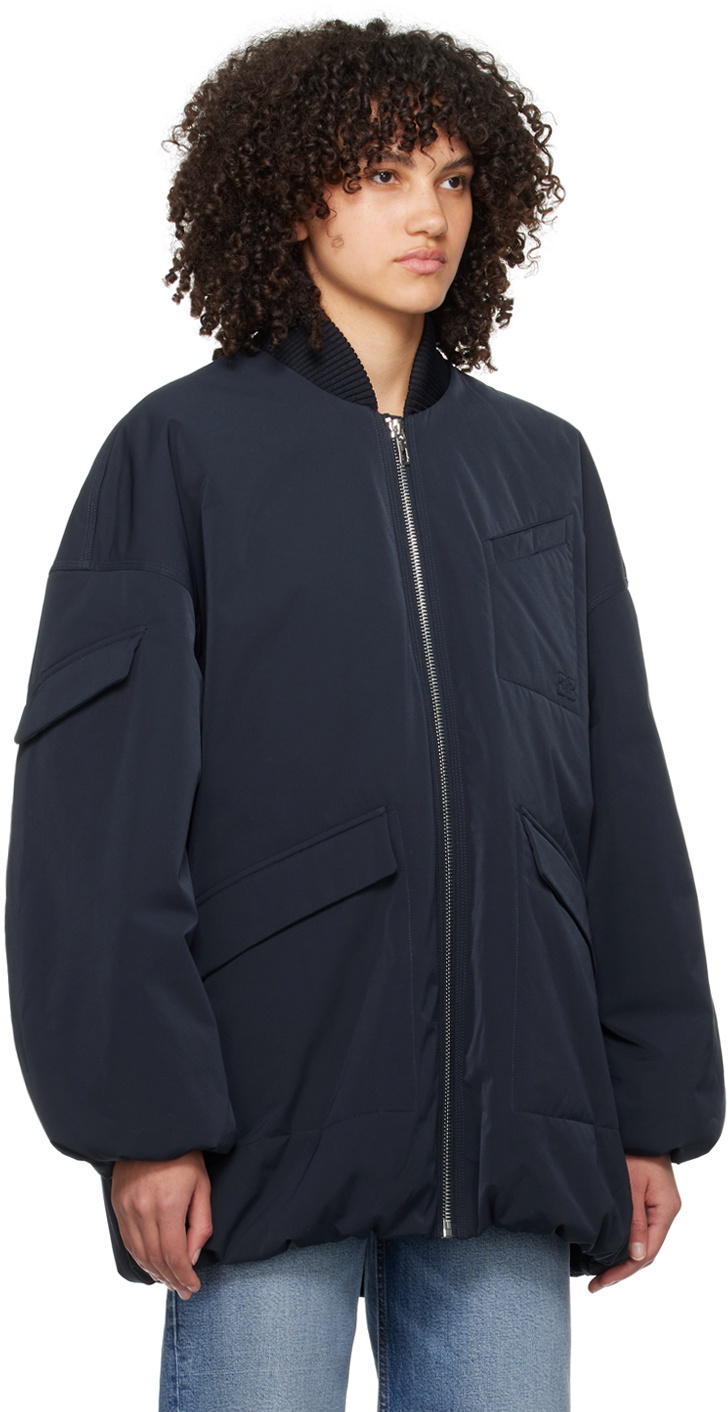 GANNI Navy Oversized Bomber Jacket GANNI