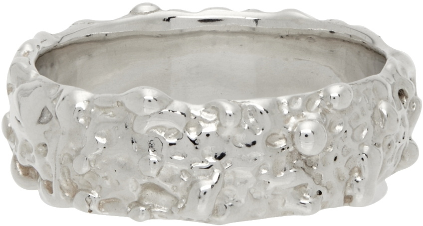 Faris SSENSE Exclusive Silver Roca Slim Ring Faris