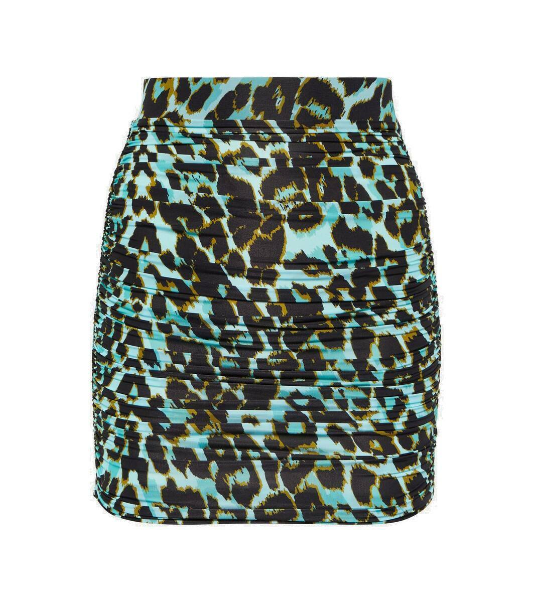 Alex Perry Kiran ruched leopard-print miniskirt Alex Perry