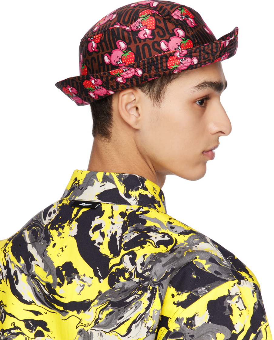 Moschino Brown Illustrated Animals Bucket Hat Moschino