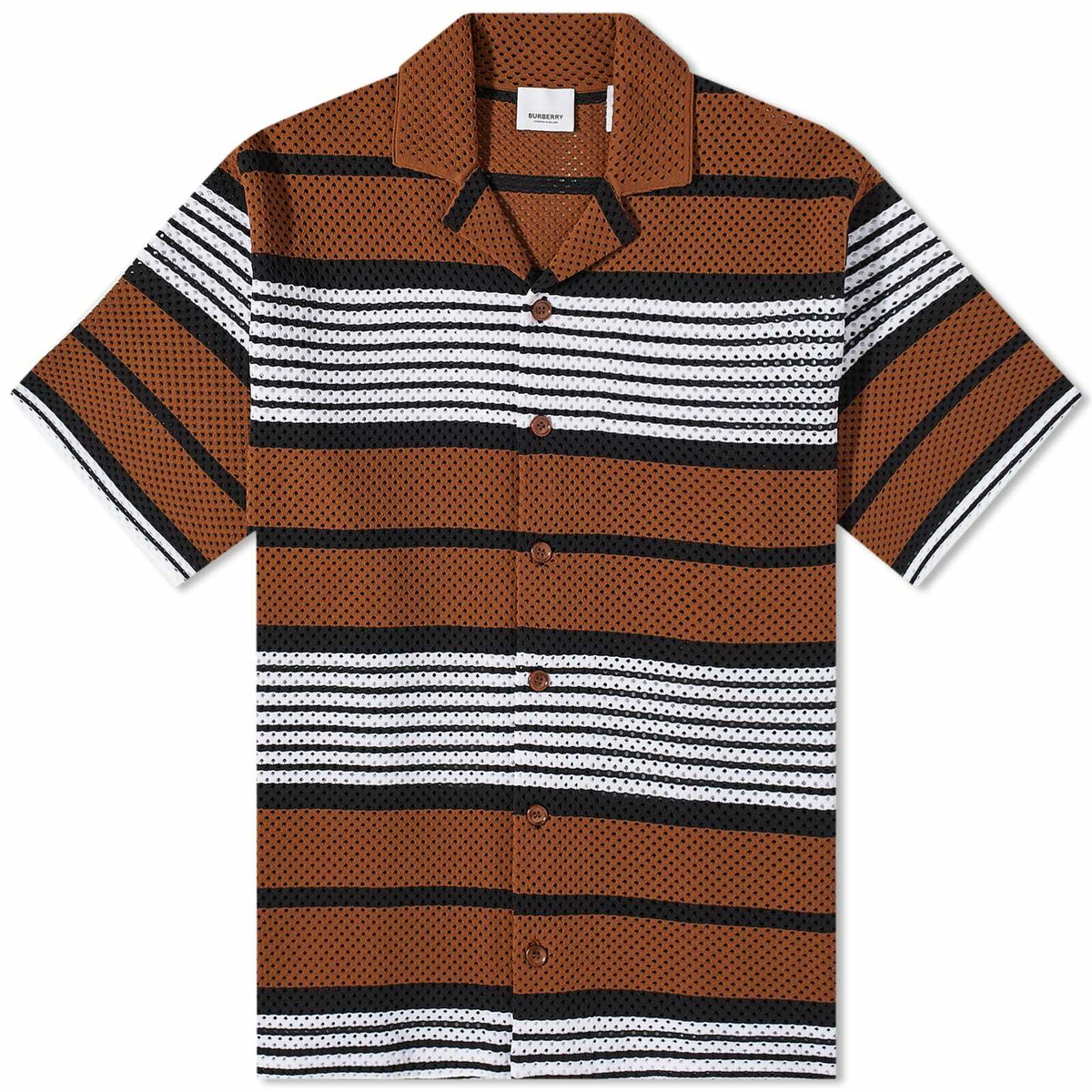 Burberry Men's Triple Stripe Woven Vacation Shirt in Dark Birch Brown ...