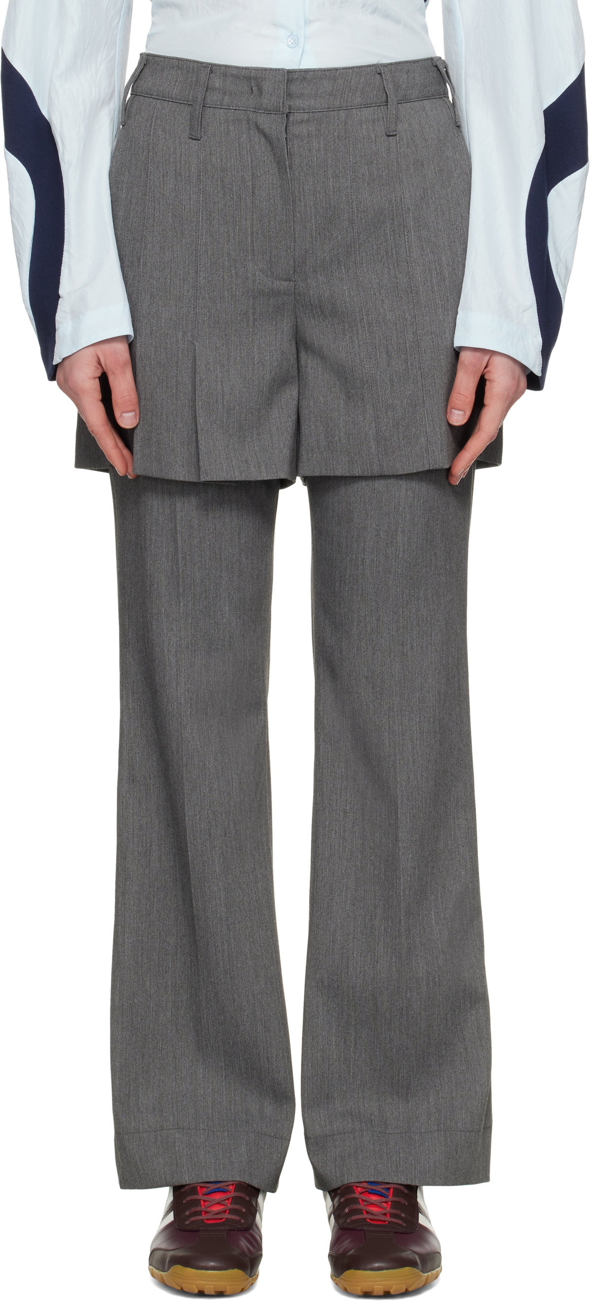 OPEN YY Gray Overlay Trousers OPEN YY