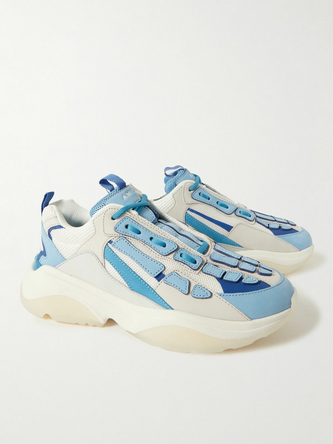 AMIRI - Bone Runner Leather-Trimmed Mesh Sneakers - Blue Amiri