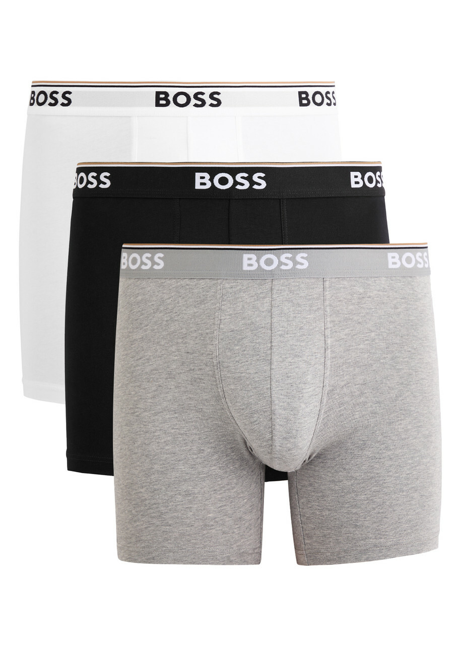 Boss Power Long Stretch-cotton Boxer Briefs set of Three Black / White ...