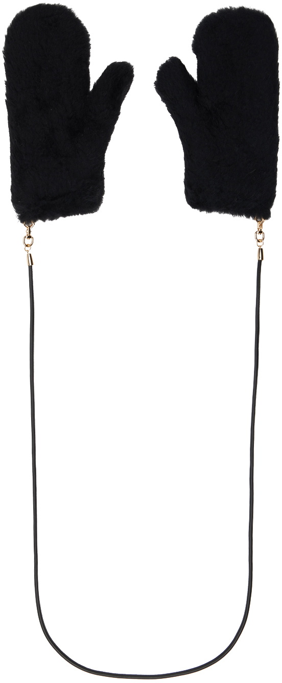 Max Mara Black Ombrato Mittens Max Mara