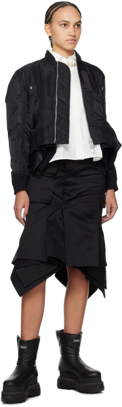 sacai Black Asymmetric Bomber Jacket Sacai