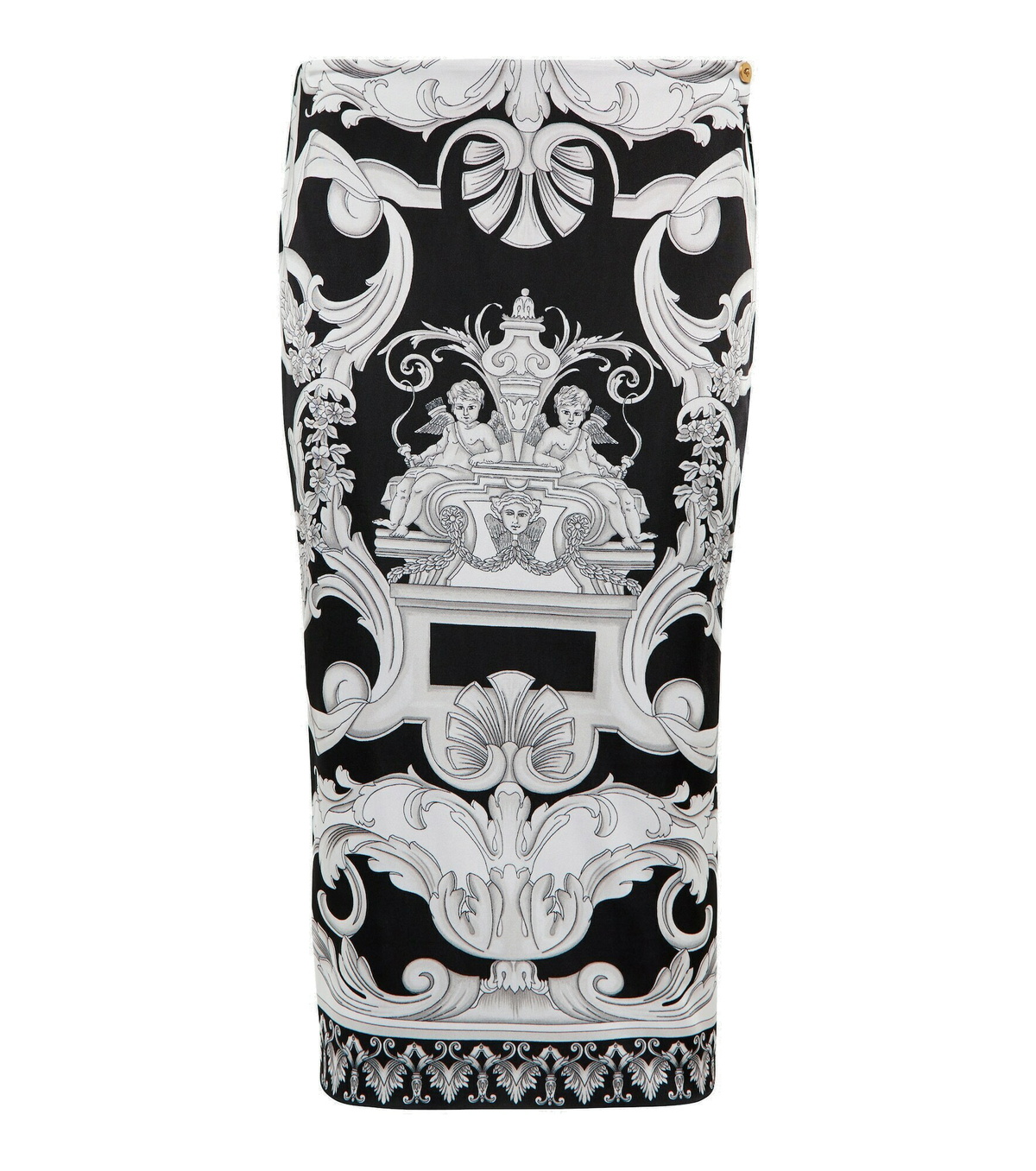 Versace - Silver Baroque cutout midi skirt Versace