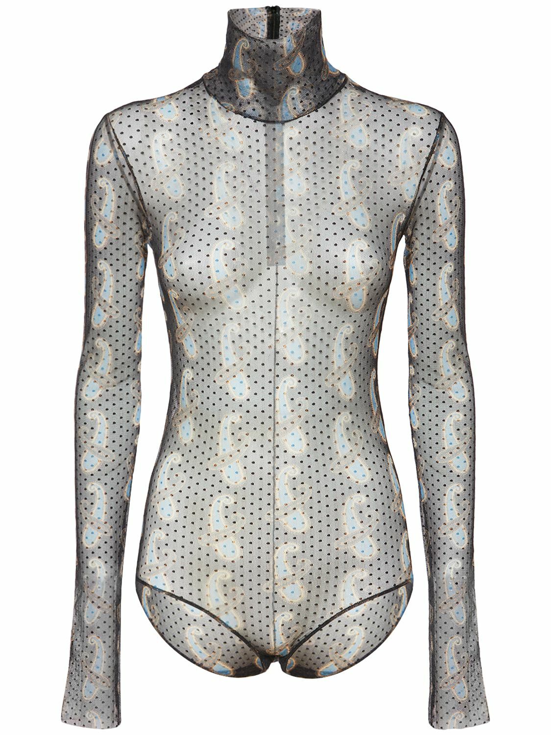 ETRO - Pointelle Tulle Paisley Bodysuit Etro