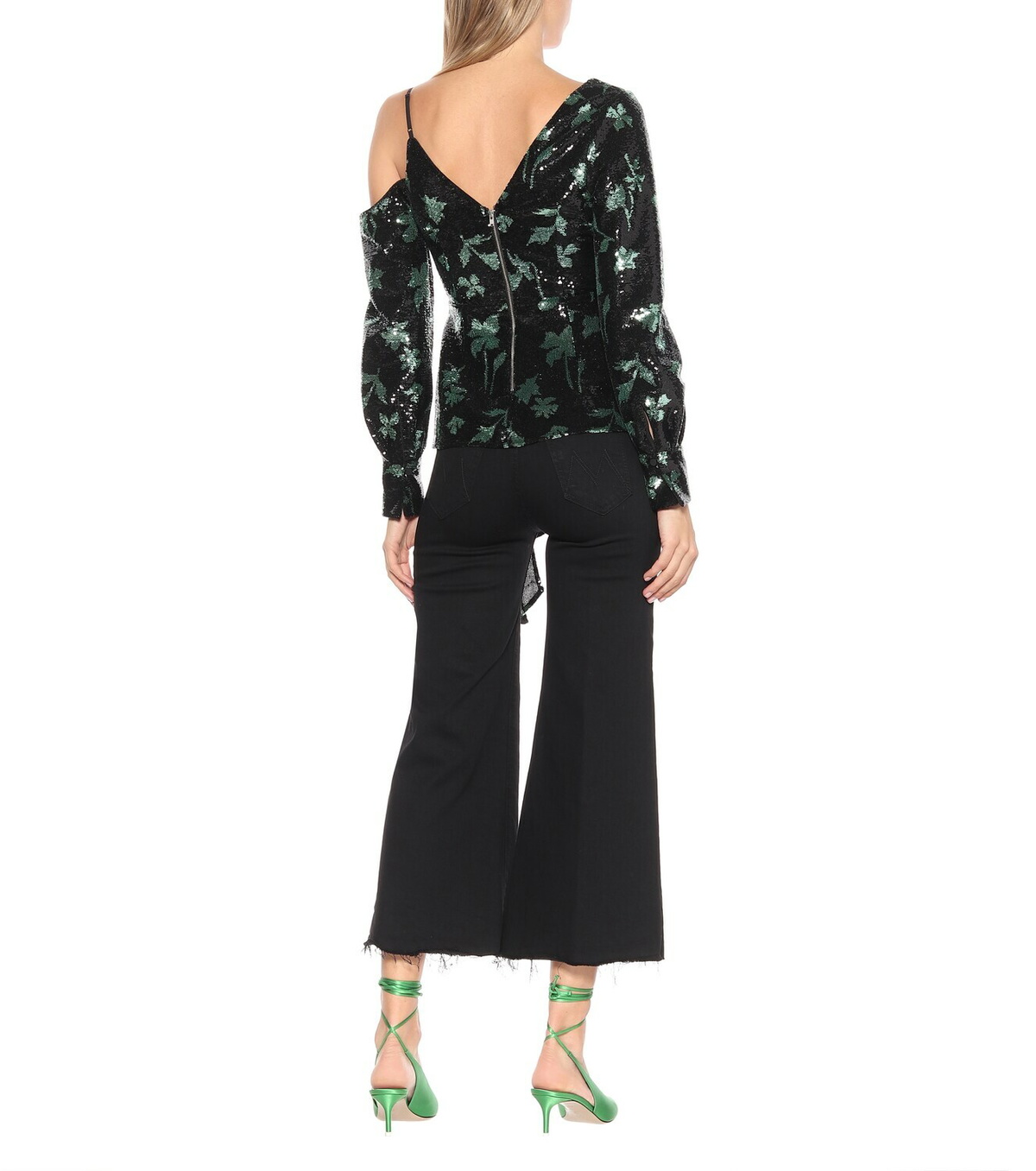 Self-Portrait Sequined one-shoulder top Self-Portrait